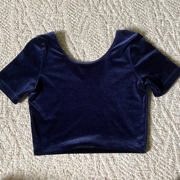 American Apparel | Tops | Beautiful Blue Velvet Crop Top | Poshmark